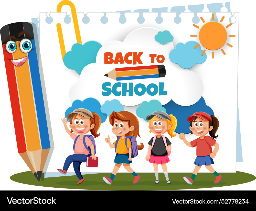 Children walking to school with backpacks Vector Image