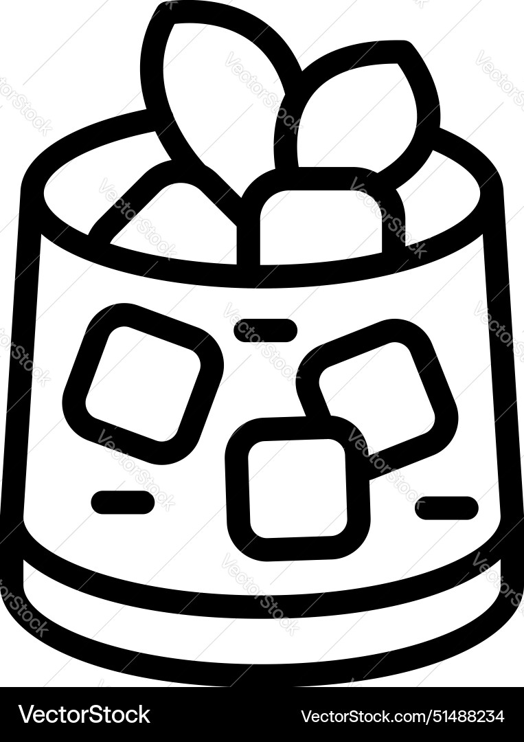 Refreshing iced drink line art icon Royalty Free Vector