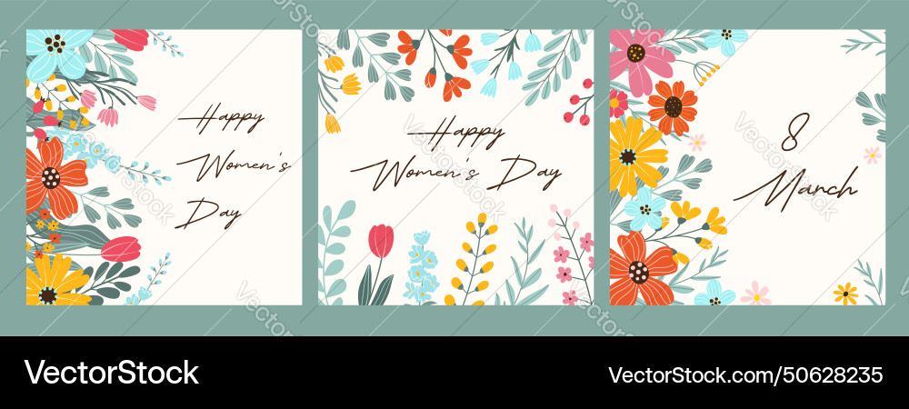 Collection 3 square celebration cards for happy Vector Image