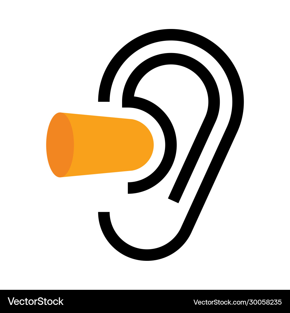Ear and earplugs noise symbol Royalty Free Vector Image