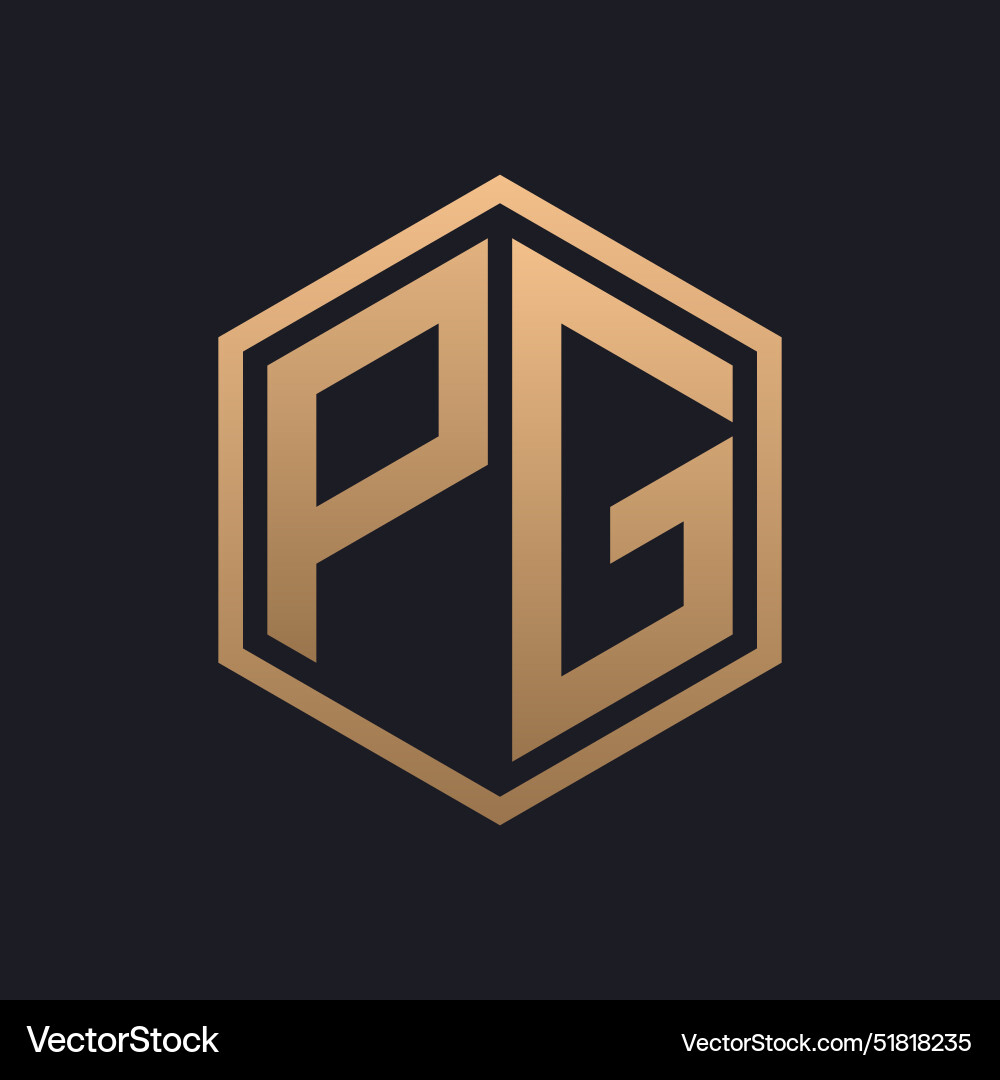 Elegant hexagon letter pg logo design initial Vector Image