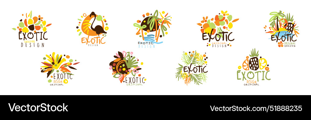 Exotic original design label and logo set Vector Image
