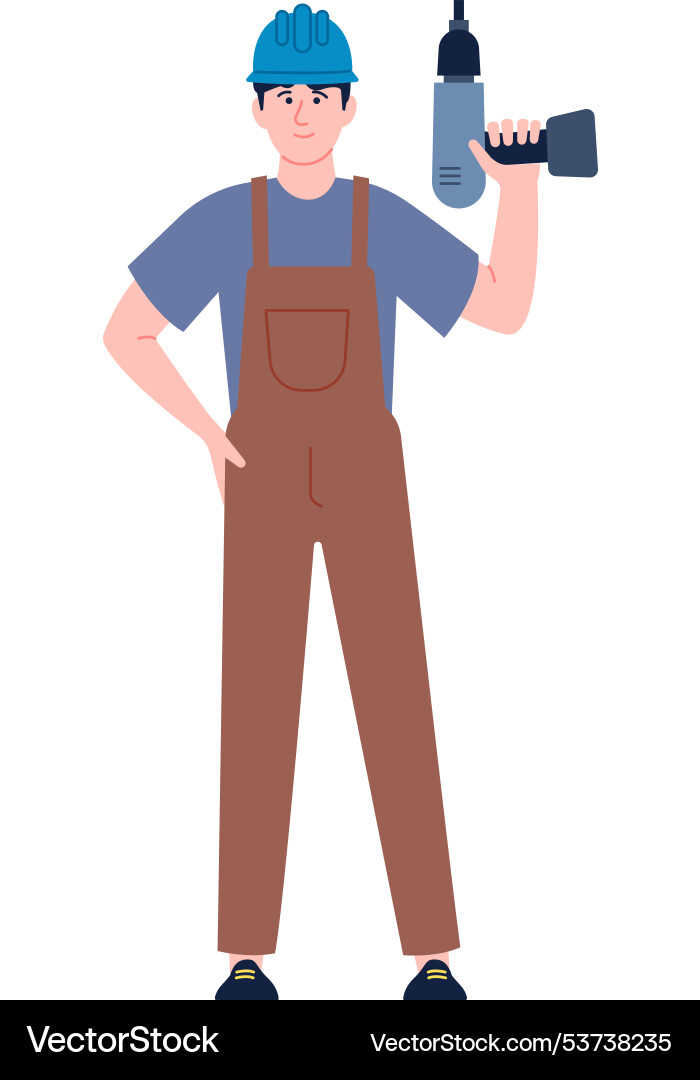 Handyman color character construction tool Vector Image