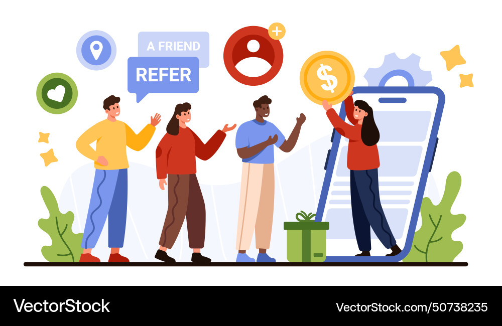 Loyalty program invite friend cashback discount Vector Image