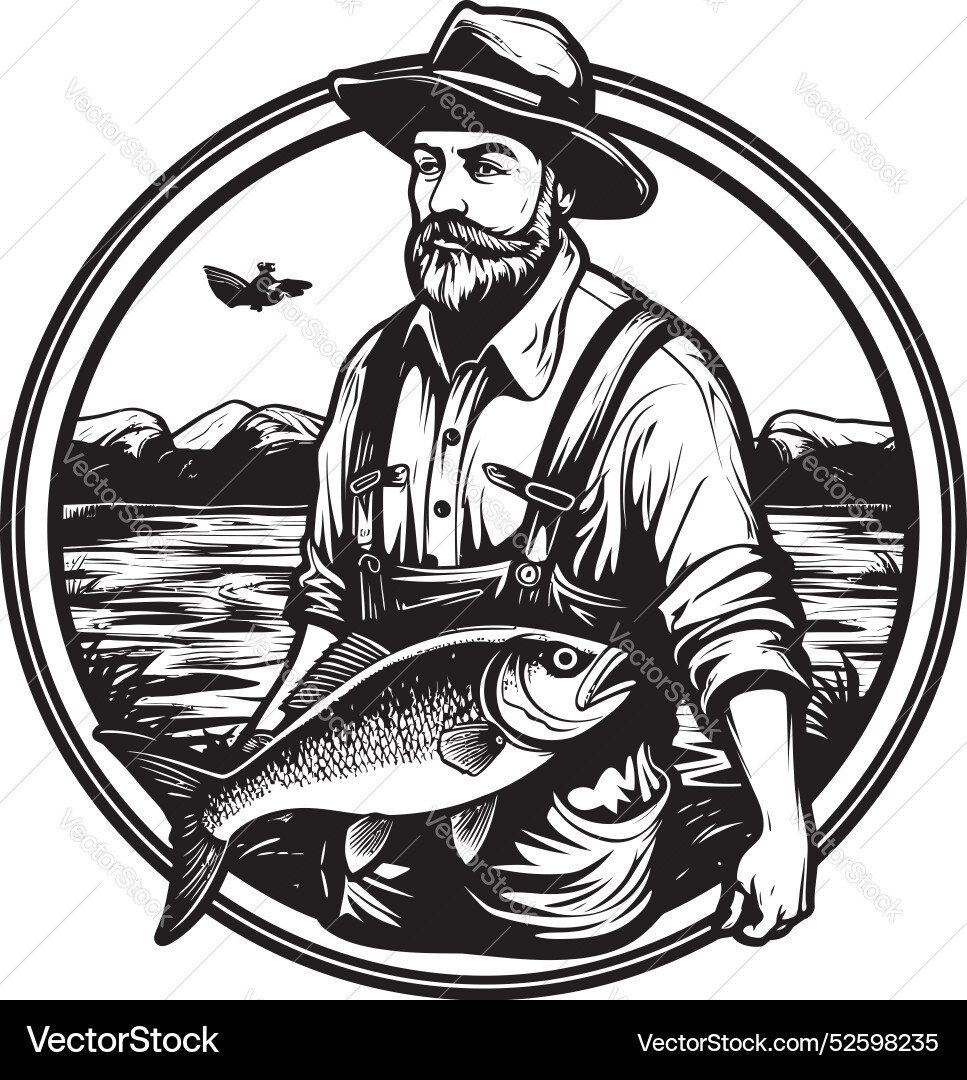 Master anglers trophy fish logo oceanic triumph Vector Image
