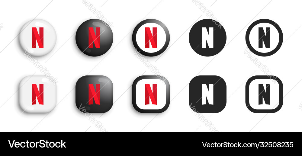 Netflix modern 3d and flat icons set Royalty Free Vector