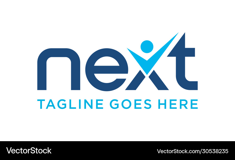 Next word with check mark for logo design Vector Image