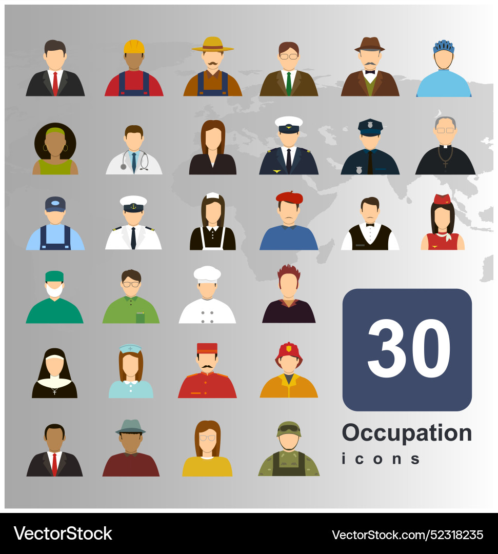 Occupation icon set people of different Royalty Free Vector