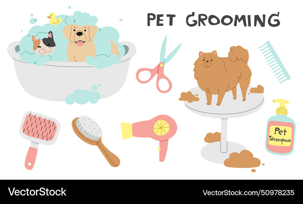Pet grooming collection 1 Royalty Free Vector Image