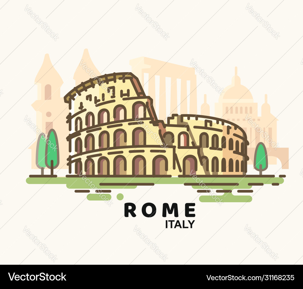 Rome Skyline Outline Royalty Free Vector Image
