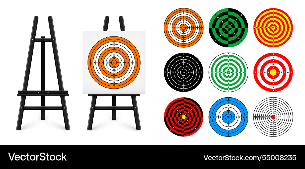 Shooting range target on a wooden easel stand Vector Image