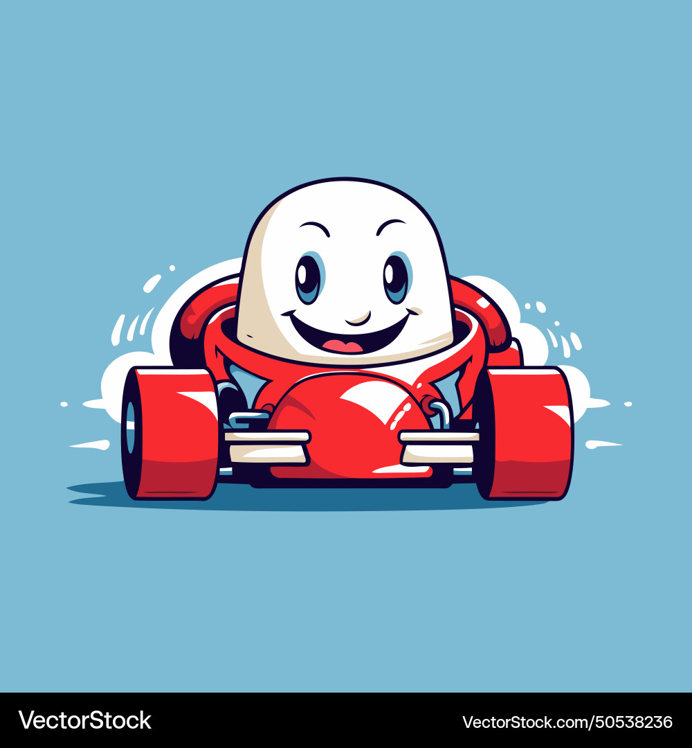 A funny robot racing on car Royalty Free Vector Image