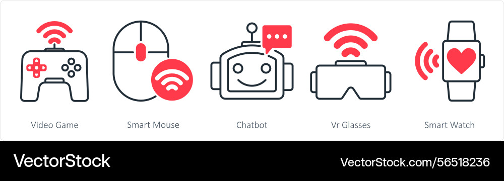 A set of 5 technology icons as video game smart Vector Image