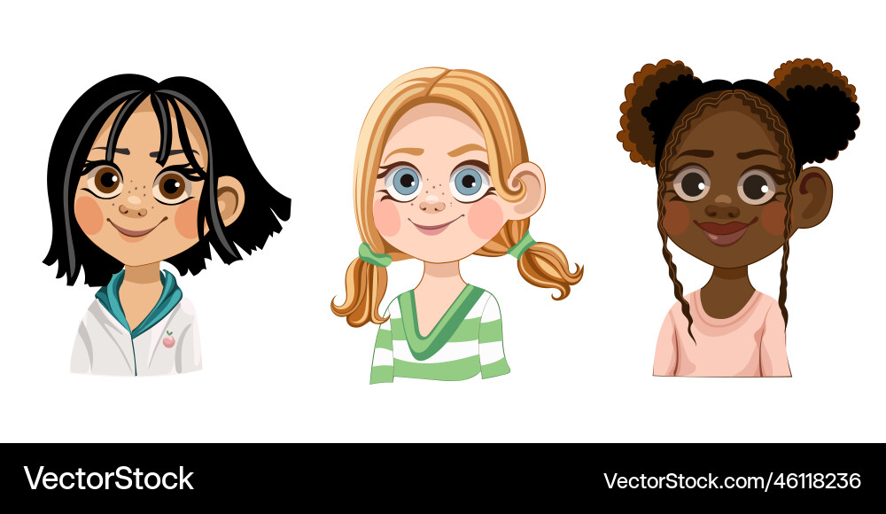 Avatars of kids with positive expression on faces Vector Image