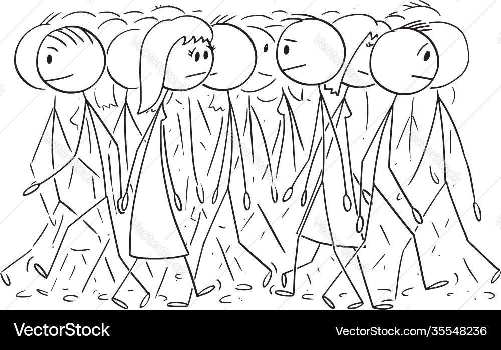 Cartoon Group Of People Walking Cartoon Illustration Of A Group Of