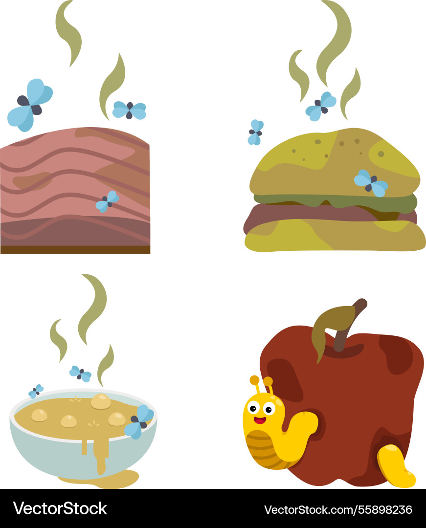 Cartoon rotten food Royalty Free Vector Image - VectorStock