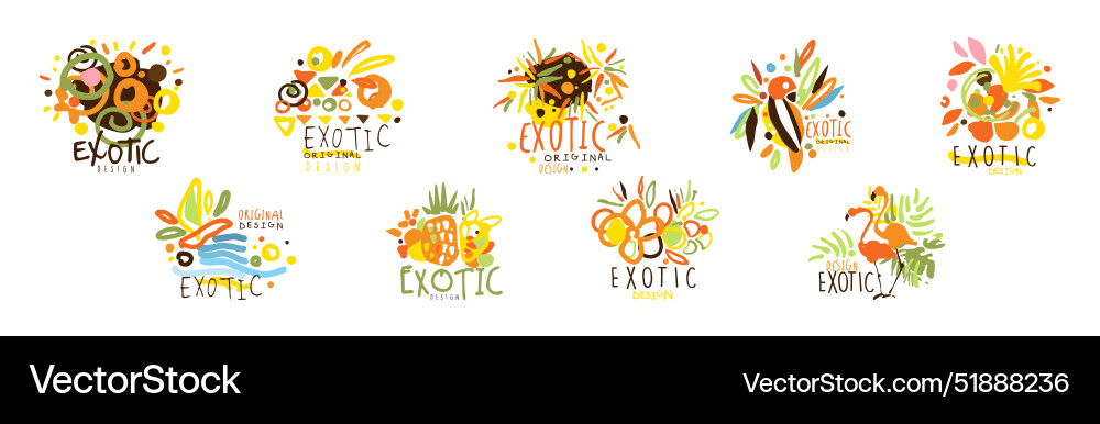 Exotic original design label and logo set Vector Image