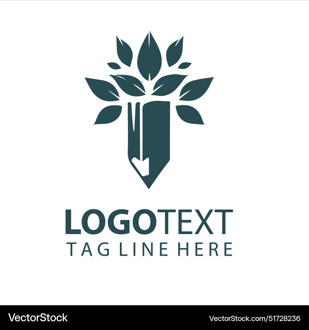 Floral pen logo Royalty Free Vector Image - VectorStock