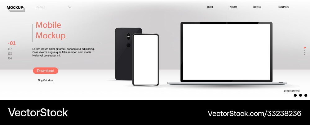 Laptop and smartphone with blank screen Royalty Free Vector