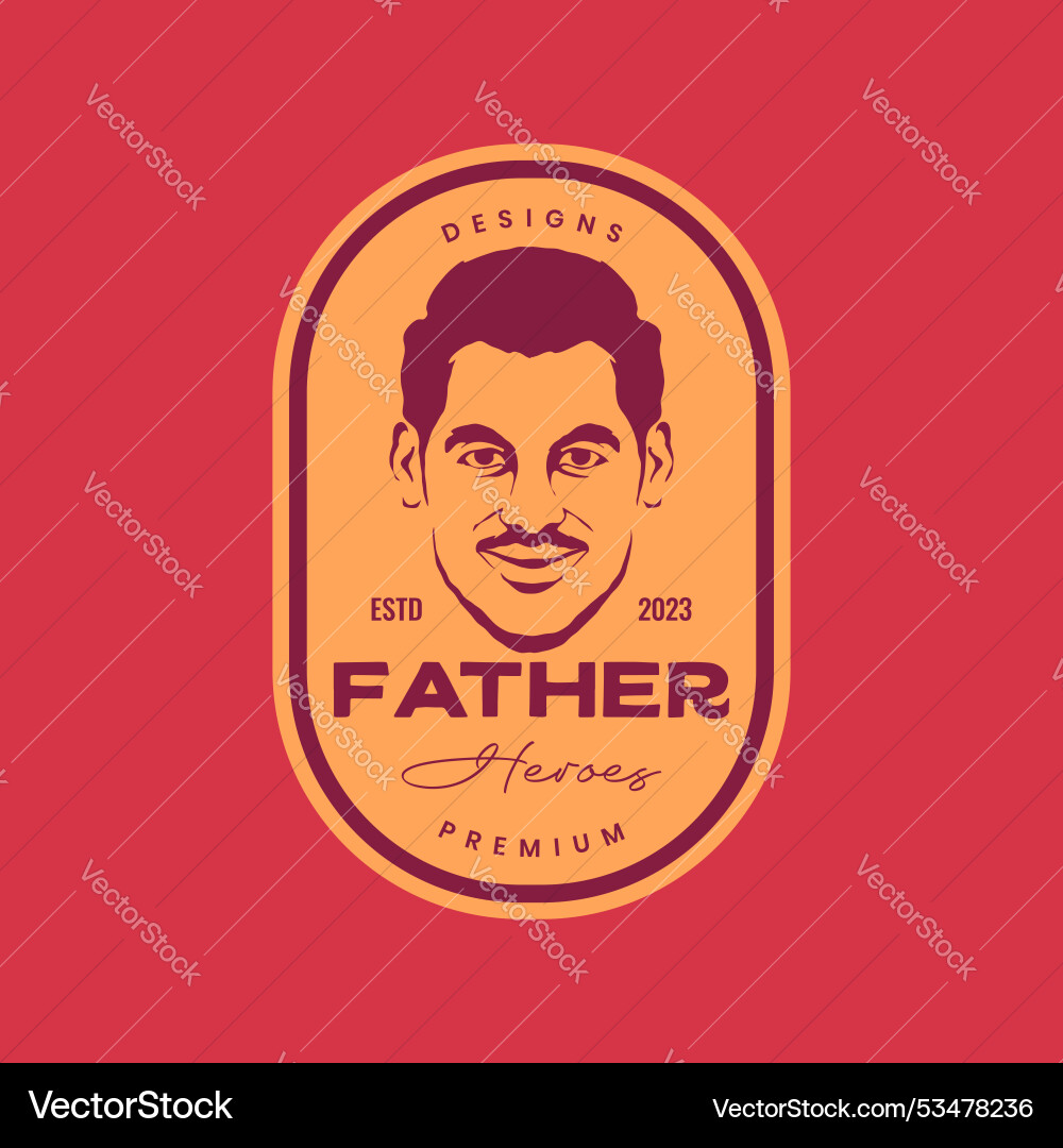 Old man face portrait mustache father badge – Royalty-Free Vector ...