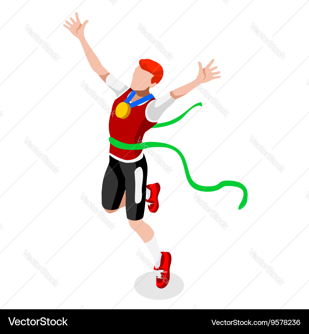 Running winning man 2016 sports isometric 3d Vector Image