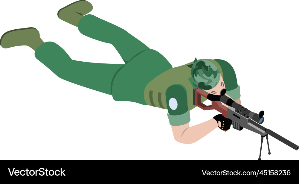 Sniper army soldier composition Royalty Free Vector Image