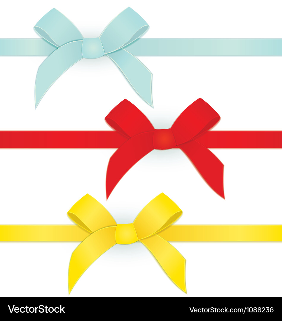 Three Colorful Ribbon Bows Royalty Free Vector Image