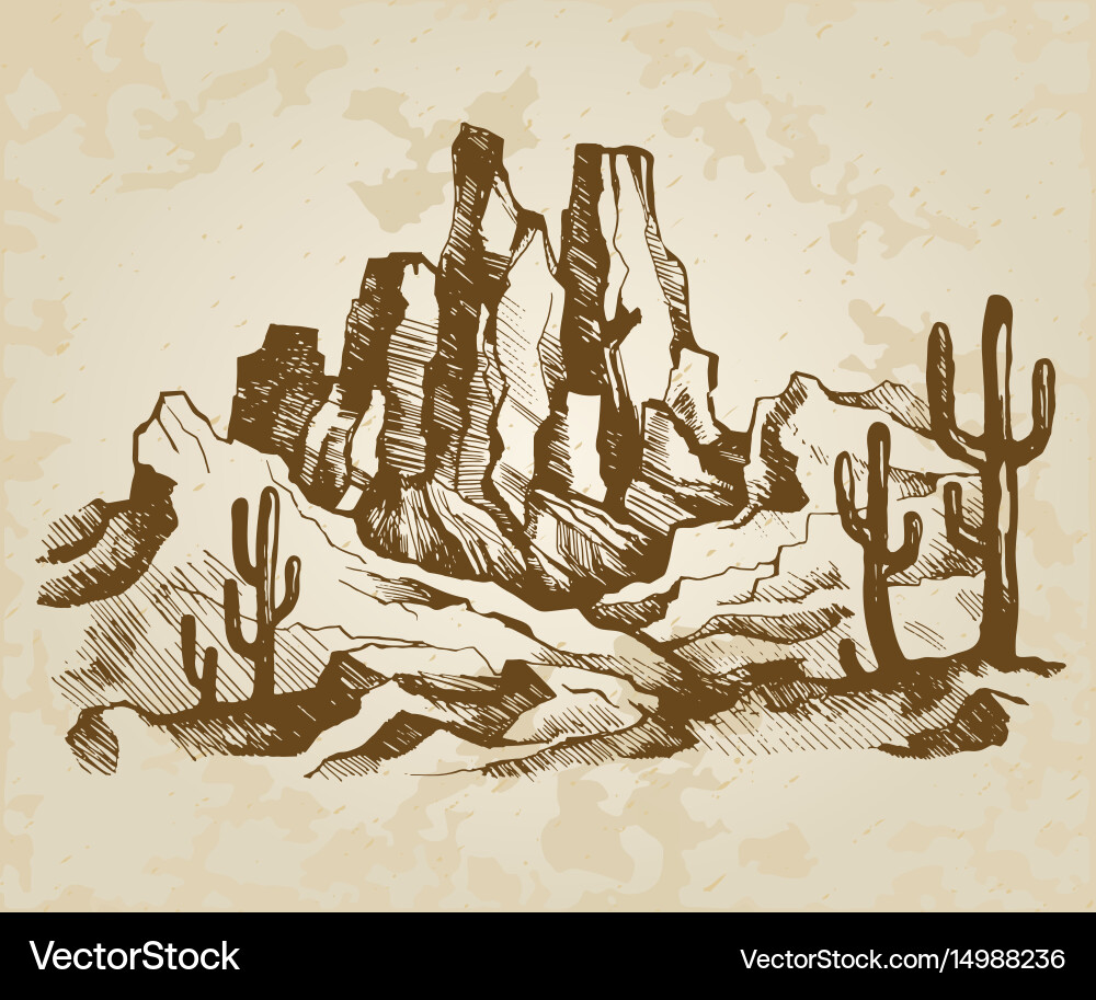 Typical landscape of arizona Royalty Free Vector Image