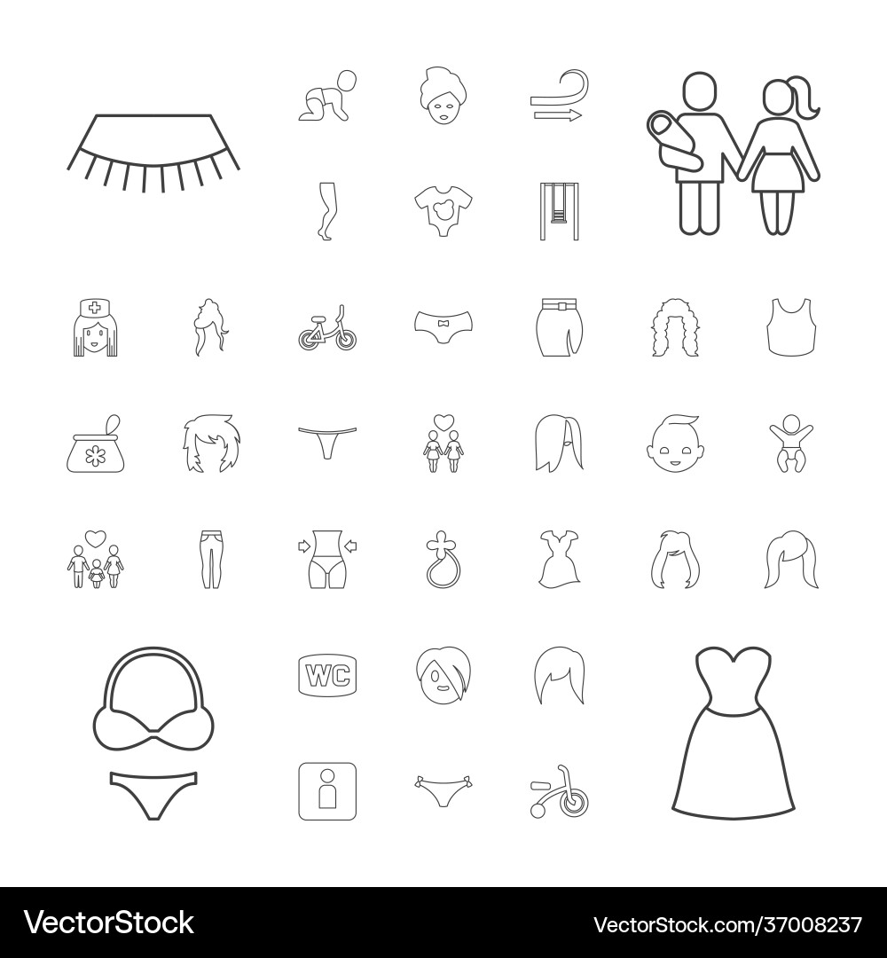 37 girl icons Royalty Free Vector Image - VectorStock