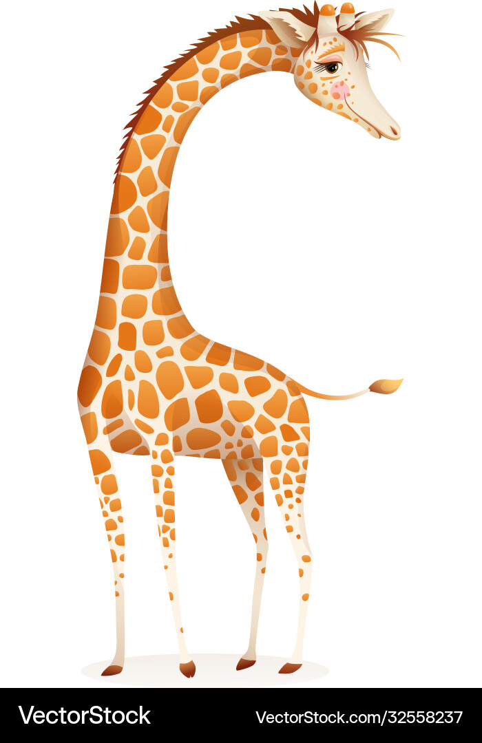 African giraffe animal realistic artistic drawing Vector Image