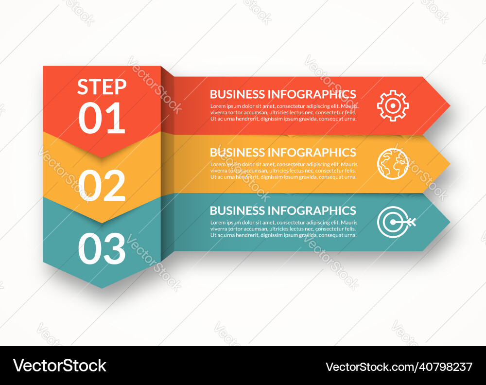 Arrow infographic template with 3 arrows Vector Image