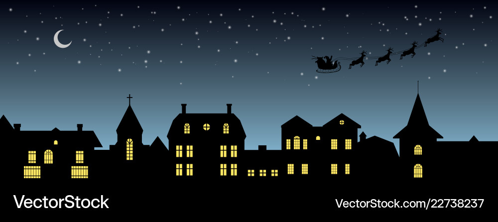Black Christmas City Nightscape Royalty Free Vector Image