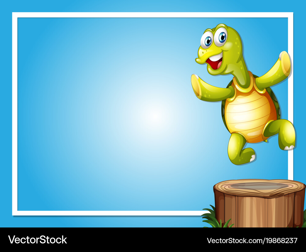 Border template with cute turtle Royalty Free Vector Image