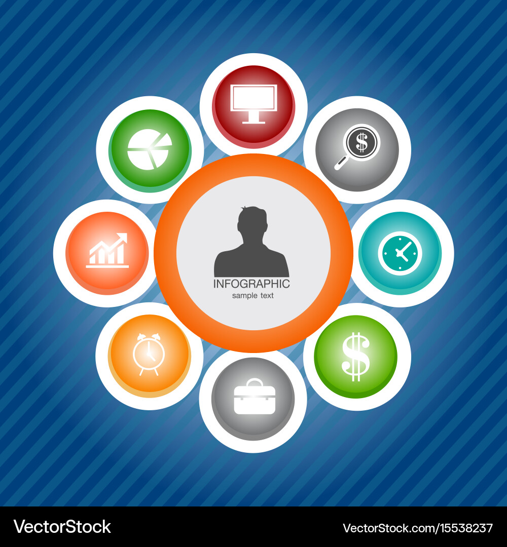 Business infographic elements pie chart Royalty Free Vector