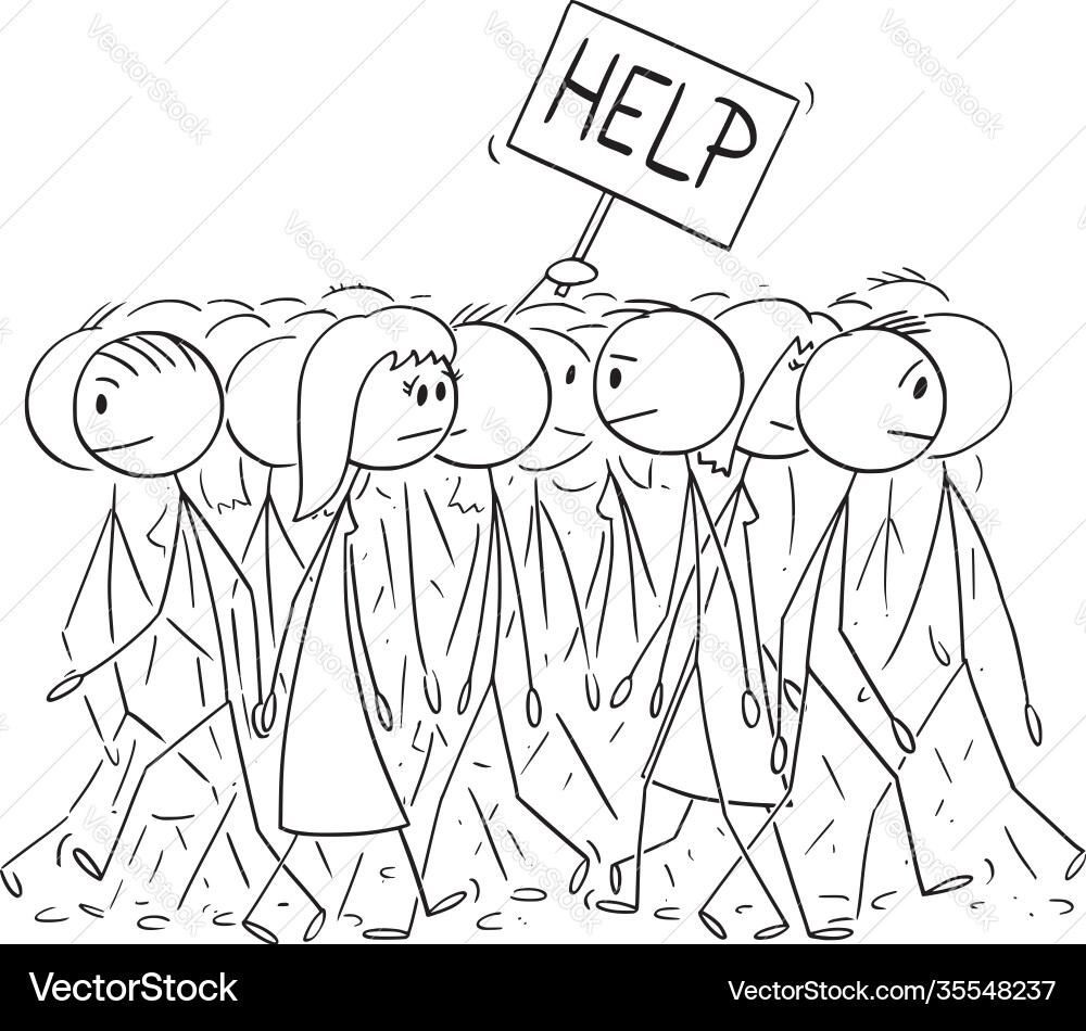 Cartoon anonymous crowd people walking Royalty Free Vector