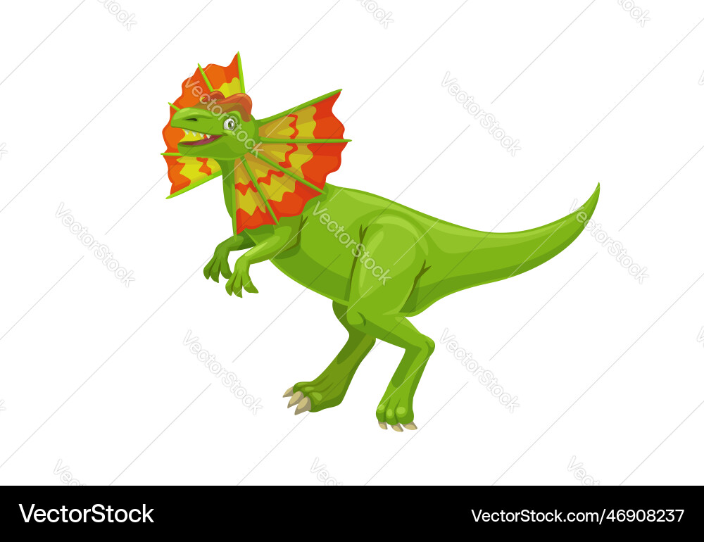 Cartoon dilophosaurus dinosaur character Vector Image