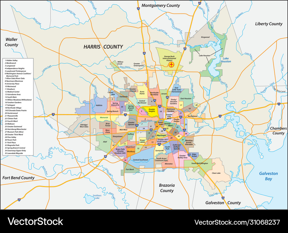 Houston Texas Neighborhoods Map City Neighborhood Map Posters & More