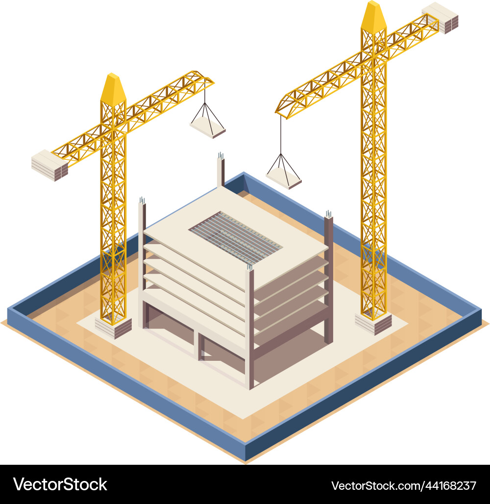 Isometric building construction Royalty Free Vector Image