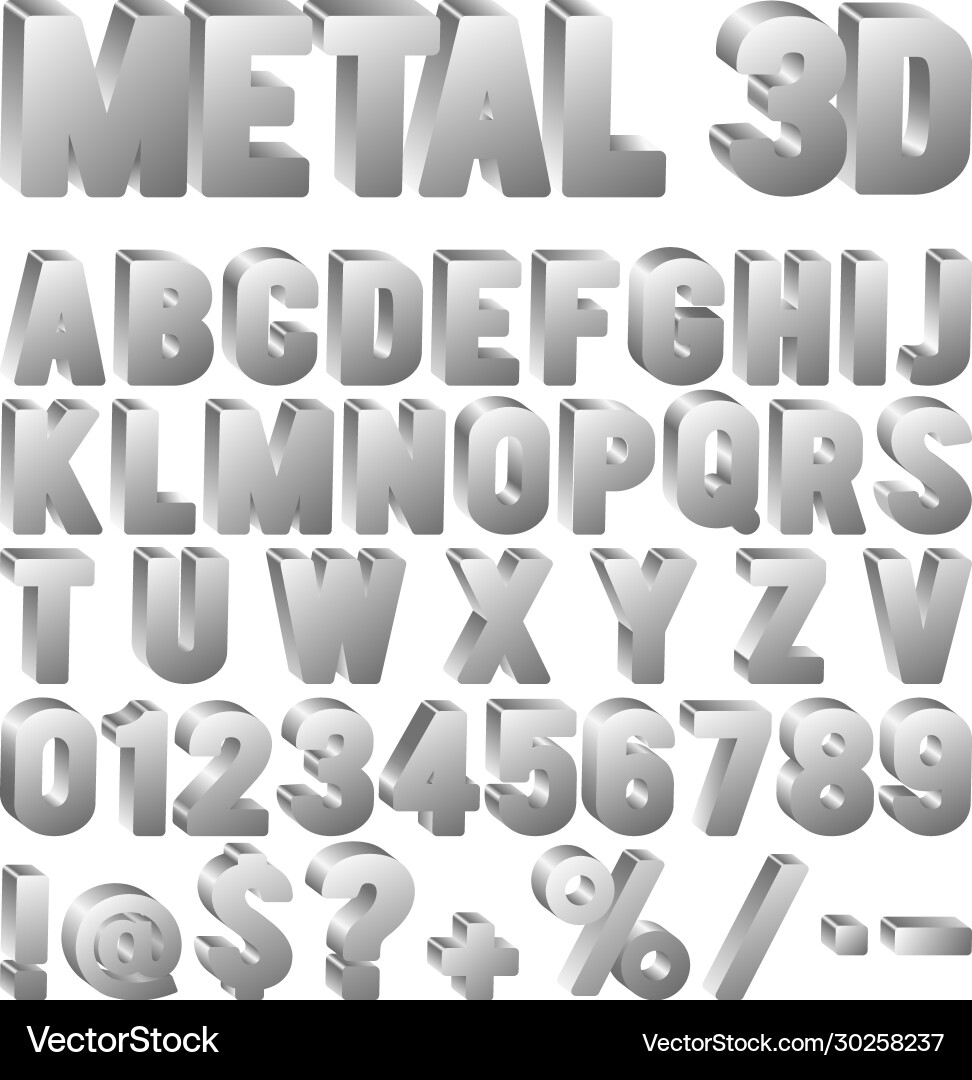 Metal font Royalty Free Vector Image - VectorStock