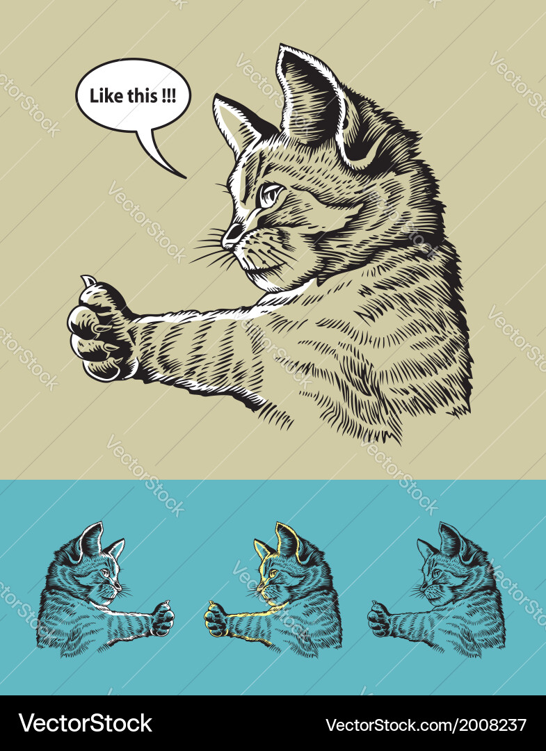 Thumb up cat Royalty Free Vector Image - VectorStock