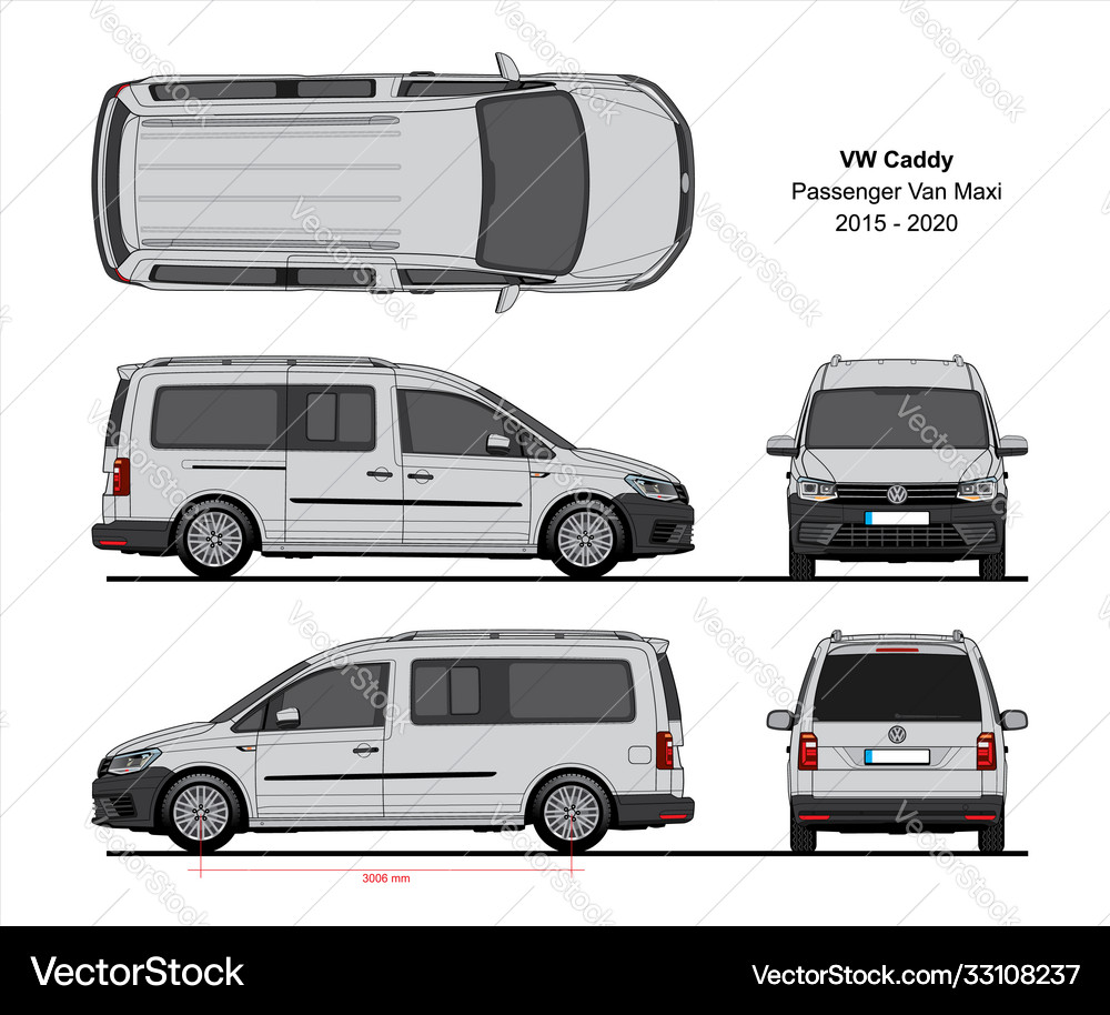 Vw caddy maxi passenger van 2015-present Vector Image