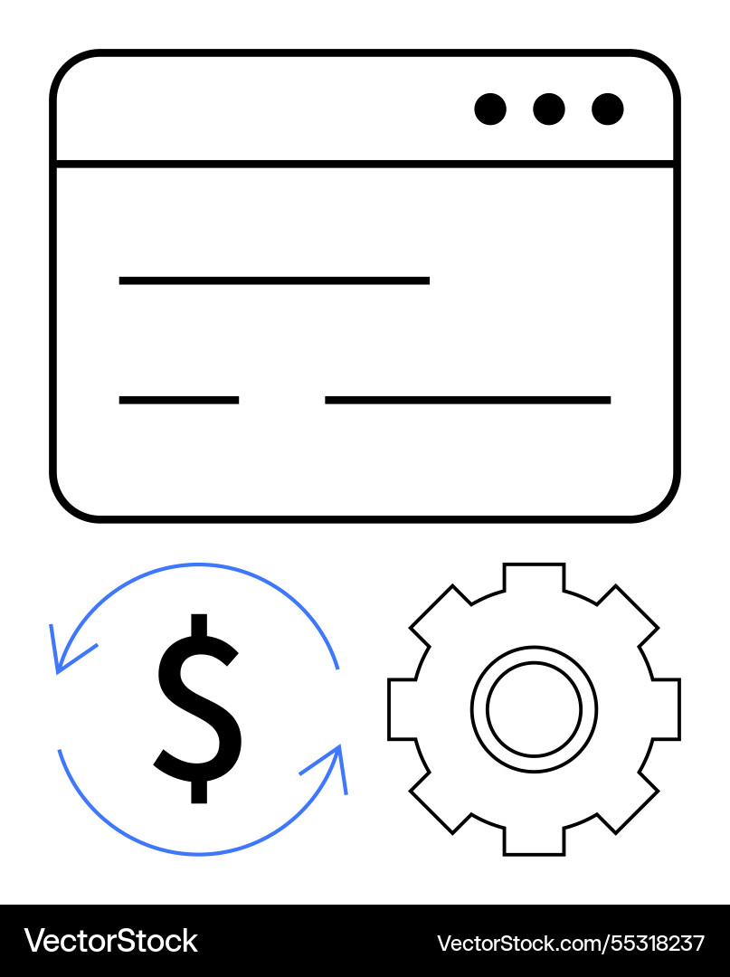 Website interface with money cycle and gear Vector Image