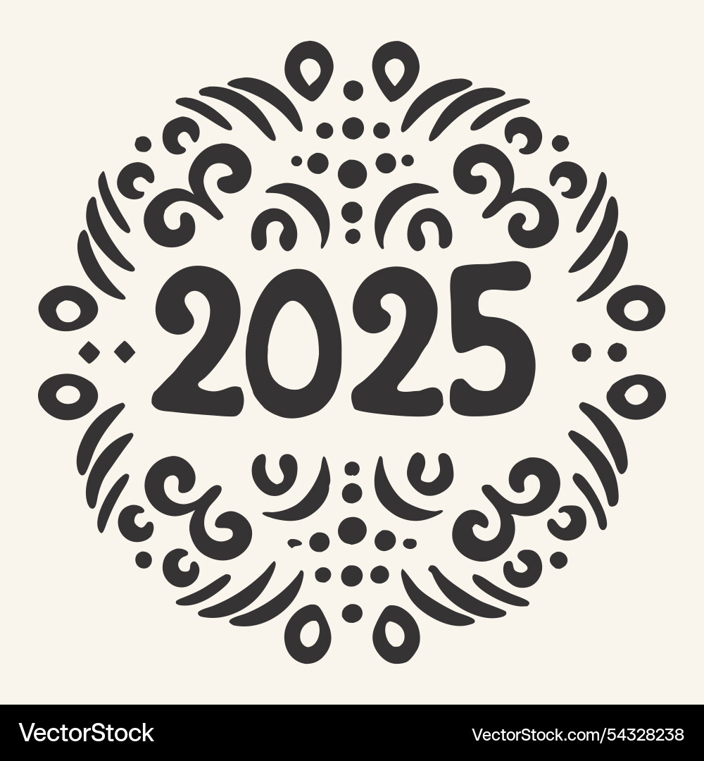 2025 runde Poster-Design mit Dekoration Lizenzfreier Vektor