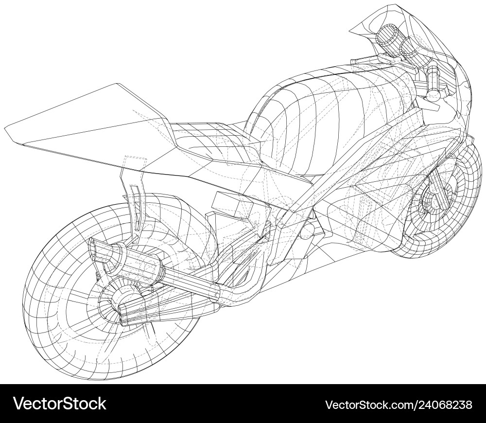 Blueprint sport bike eps10 format created Vector Image