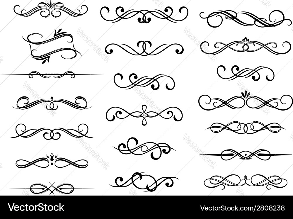 Border calligraphic elements set Royalty Free Vector Image