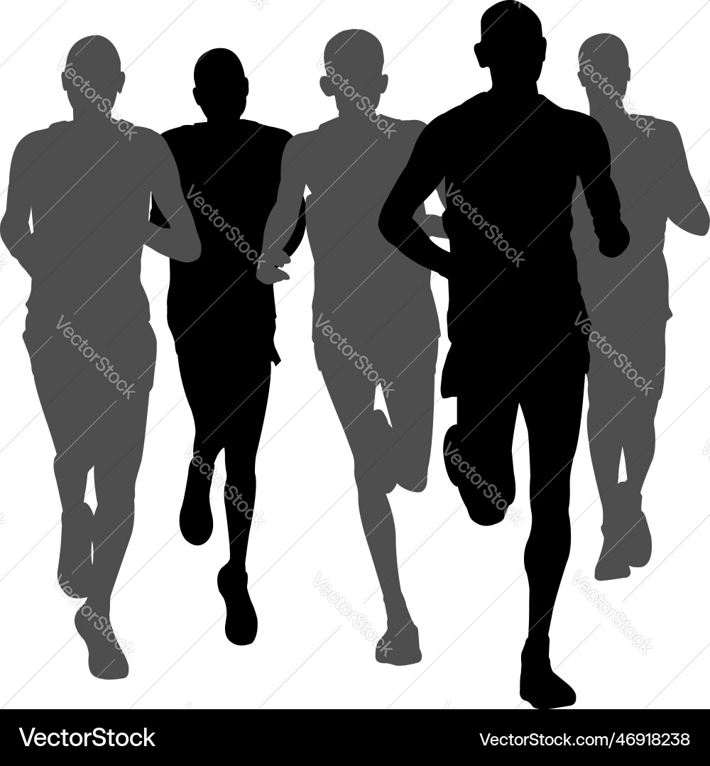 Marathon runners running in group - artwork Vector Image