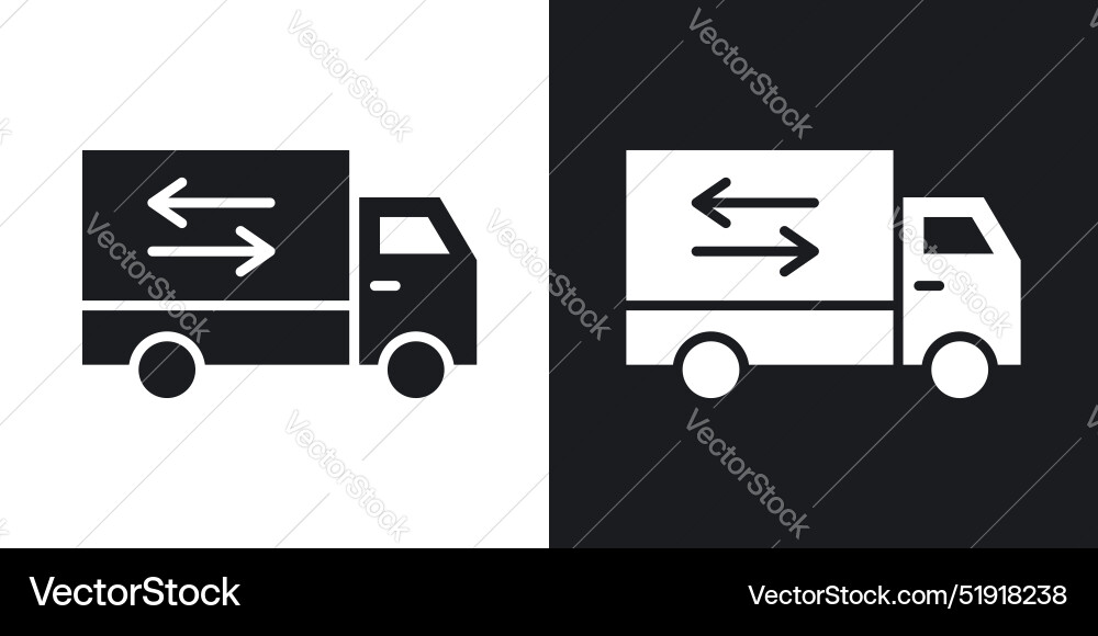 Moving truck icon set in solid black and white Vector Image