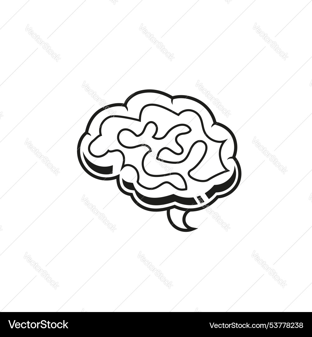 Outline human brain on white Royalty Free Vector Image