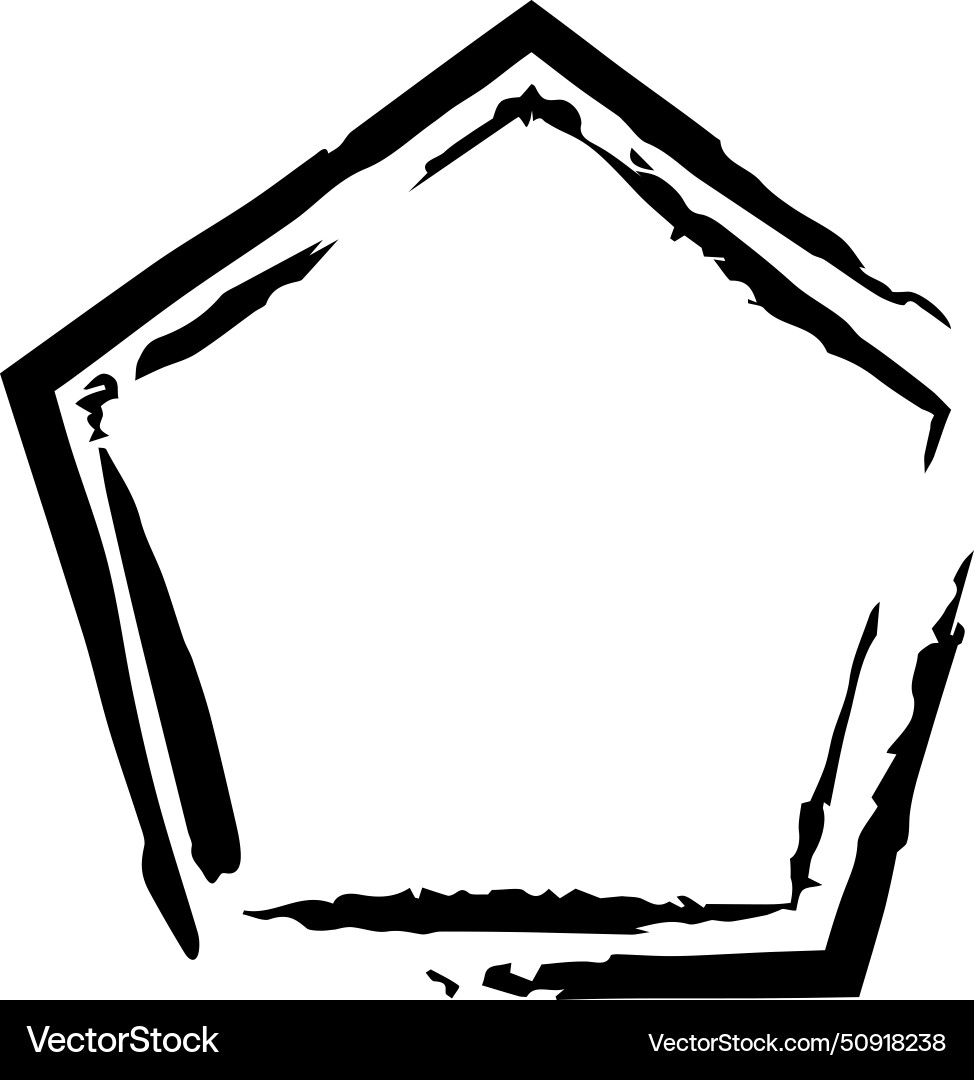 Pentagon grunge texture element frame border Vector Image