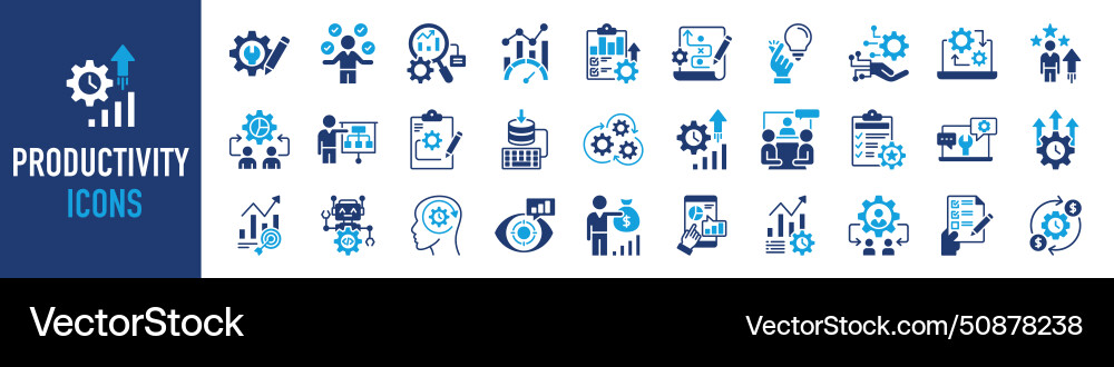 Productivity icon set Royalty Free Vector Image